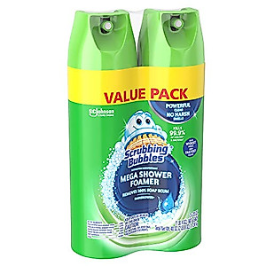Scrubbing Bubbles Mega Shower Foamer Aerosol, Tough Foaming Bathroom, Tile, Bathtub and Disinfectant Shower Cleaner (1 Aerosol Spray), Rainshower Scent, 20 oz (Pack of 2)