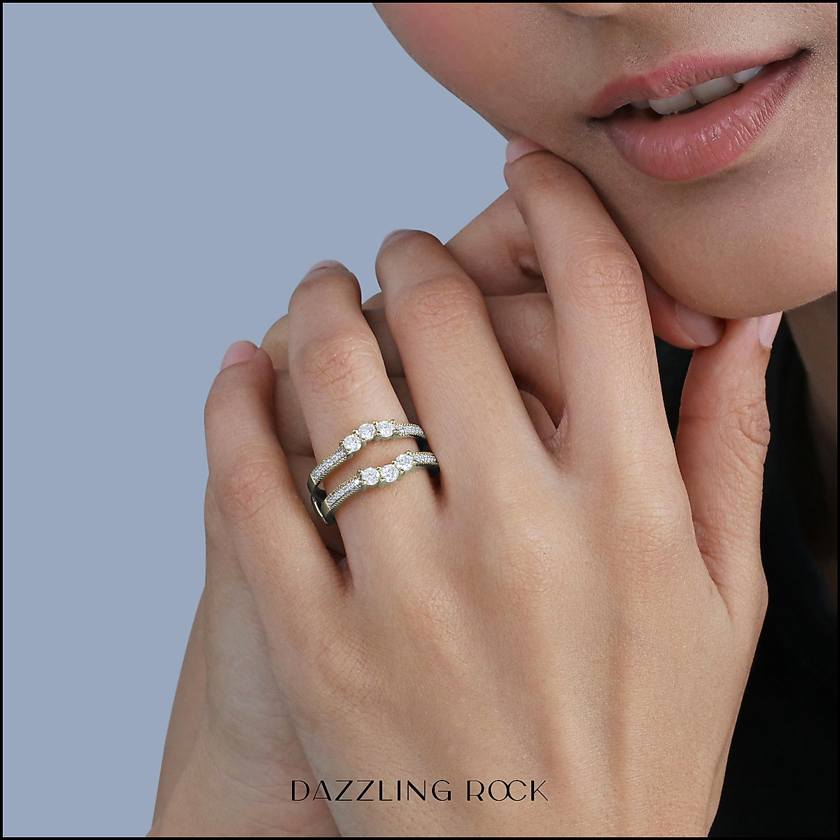 Dazzlingrock Collection Round White Diamond Anniversary 3 Stone Enhancer Ring for Women (0.80 ctw) in 14K Yellow Gold Size 7.5