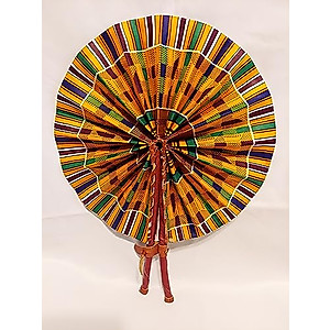 African TV African Fabric Handmade Folding Fan, African Hand-held Folding Fan