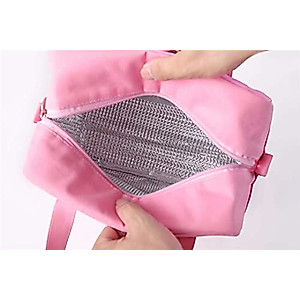 Cute Lunch Box for Women, Insulated Lunch Bag, Pink Reusable Lunch Tote Bag for Work Picnic Travel