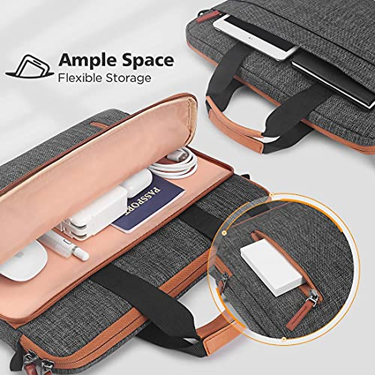 KIZUNA Laptop Bag Case 13.3 Inch Computer Shoulder Messenger Sleeve Briefcase for 13" MacBook Air/MacBook Pro 14 M2 Pro/M1 MAX/14 Lenovo ThinkPad X1 Carbon/IdeaPad Flex 5i /Huawei,Brown