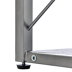 Corner Bookcase, 7-Tier L-Shaped Tall Bookshelf with Open Storage, Freestanding Industrial Etagere Shelf with Metal Frame for Home Office Funiture, Grey, Silver Frame