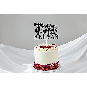 Congrats Lineman Cake Topper Congrats Electrician Class of 2024 Electrician Lineman Graduation Party Decorations Supplies Black