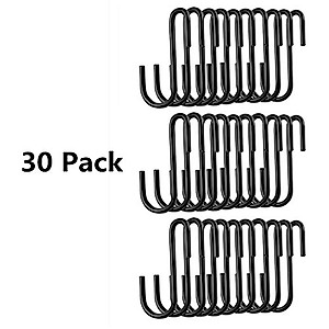 30PC Roontin S Hooks, Heavy Duty Hangers, Metal Iron Hanger S Hooks 30 Pack Black - for Hanging Pots and Pans, Coffee Mugs, Utensils, Clothes, Jeans, Towels in Kitchen and Closet Shelf