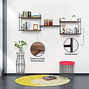 houthvige Premium Floating Shelves with Sturdy Metal Frame Durable and Modern Room Decor Easy to Install Wall Mounted Shelves for Multiple Storing Purposes Perfect for Home and Office (Dark Brown)