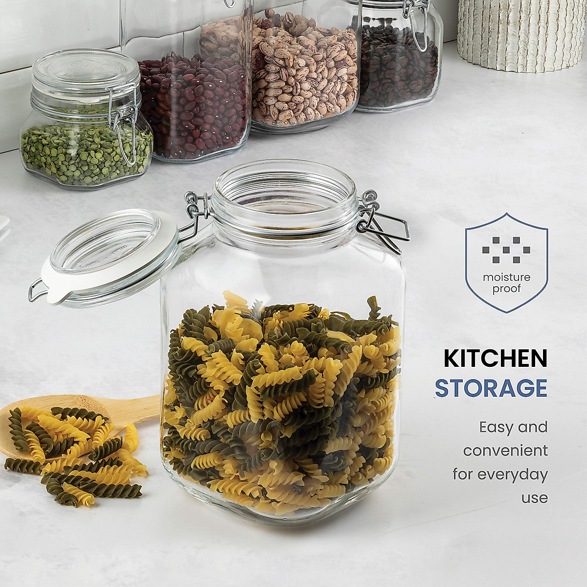 Bormioli Rocco Glass Fido Jars - 101½ Ounce (3 Liter) with hermetically Sealed hinged Airtight lid for Fermenting, Preserving, Bulk - dry Food Storage, With Paksh Novelty Chalkboard Label Set (2 Pack)