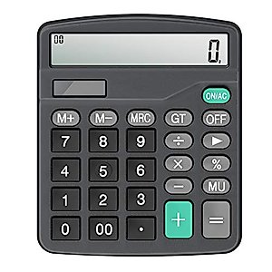 Calculator,Vilcome 12-Digit Solar Battery Office Calculator with Large LCD Display Big Sensitive Button, Dual Power Desktop Calculators (Black)