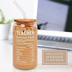 Teacher Appreciation Gifts - Teacher Gifts for Women - Cool Gifts for Teachers Women - Funny Teacher Gift Ideas - Teacher Birthday Gifts - Unique Gift for Teacher - 16 Oz Teacher Can Glass