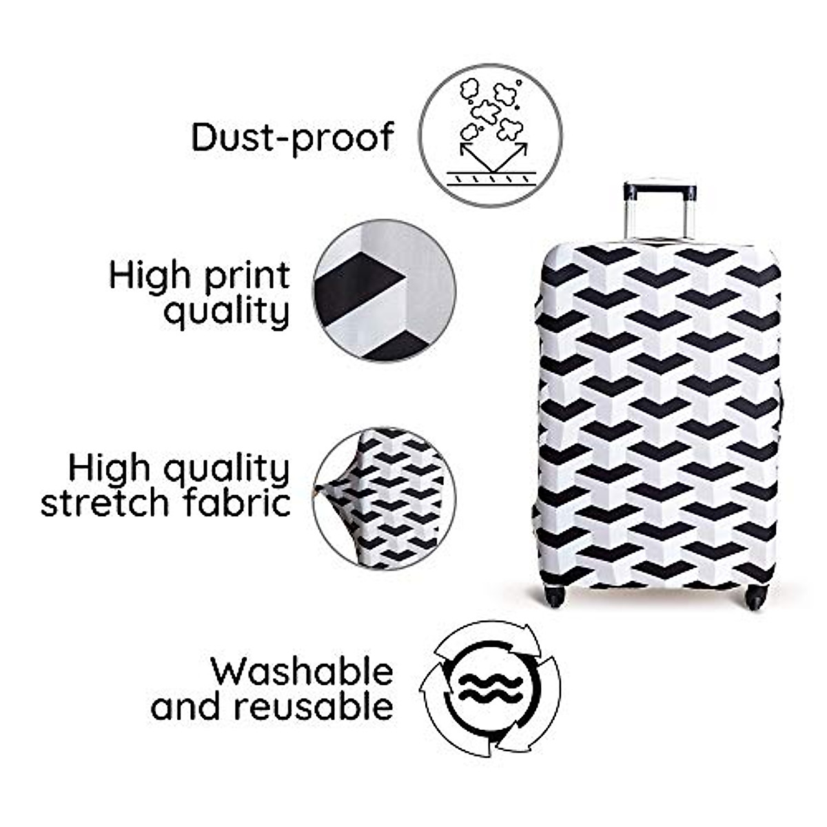 Luggage Cover Suitcase Protector Fits 19-33 Inch TSA Approved Travel Suitcase Cover Washable Dustproof Anti-Scratch (M (22-26 inch), Pattern)