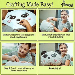 Pinwheel Crafts Beginner Sewing Kit for Kids 8-12 - Easy DIY Panda Pillow Kit - Learn to Sew - Kids Sewing Craft Gifts - Make Your Own Stuffed Animal Panda Plush Toy