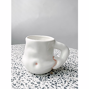 hesim Hand-Crafted Ceramic 14OZ Fat Belly Mug | Coffee Mug With Arm Handle | Fat Mug | Potbelly Coffee Mug | Father's Day Gift