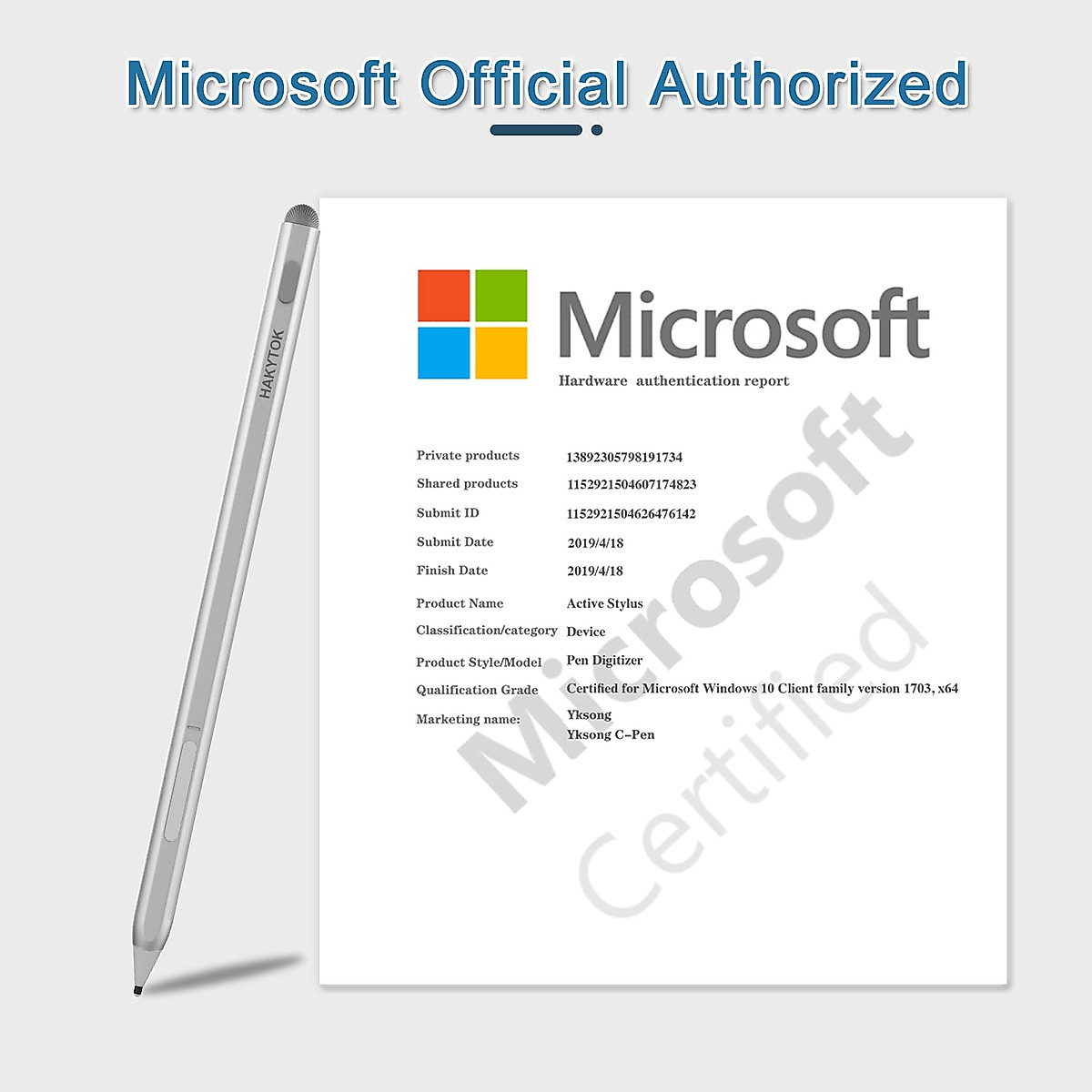 Pen for Surface 4096,Pen for Microsoft Surface Pro 8/X/7/6/5/4/3/Surface 3/go/go 2/go 3/Book/Laptop/Studio,Palm Rejection (Silver)