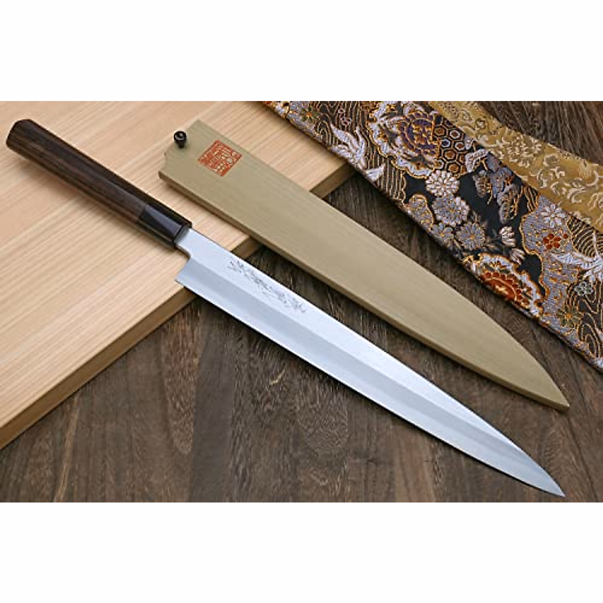 Yoshihiro Shiroko High Carbon Steel Kasumi Yanagi Rosewood Handle Sushi Sashimi Chef Knife (10.5'' (270mm))