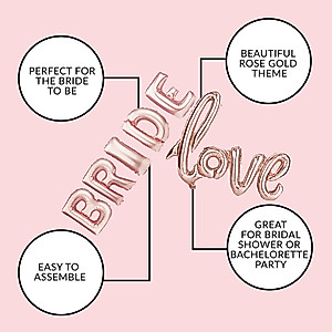 Bachelorettesy 28pc Bachelorette Party Decorations Kit for Bride to Be, Bridal Shower Decorations, Engagement Party – Balloons, Sash, Foil Backdrop Curtain (Rose Gold)