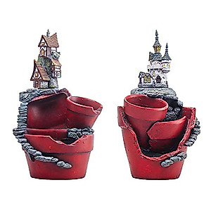 ZFRANC Flower Pot - Creative Castle House Shaped Resin Garden Pot, New Novelty Bonsai Plant Flower Pot for Succulents, Cactus, Flowers, Indoor Outdoor Decorations