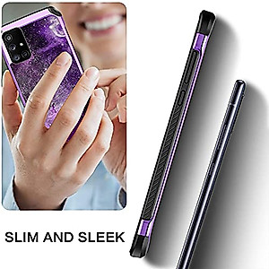 BENTOBEN Galaxy A51 4G Case (NOT Fit 5G Version), Slim Glow in The Dark Shockproof Protective Dual Layer Hybrid Hard PC Soft TPU Bumper Nebula Space Design Phone Case for Samsung Galaxy A51 4G, Purple