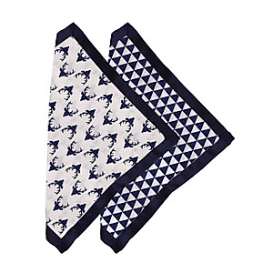Bacati Tribal Navy Buck/Triangles Muslin 2 Piece Security Blankets with Sateen Trim