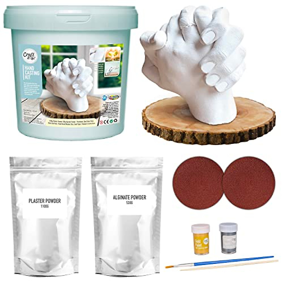 Craft It Up Hand Casting Kit DIY Plaster Molding Sculpture Kit | Hand Molds Casting Kit for Couples | Valentine's Day Gifts | Wedding | Anniversary | Baby Hand Feet Mold Keepsake