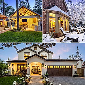 Outdoor Wall Light Fixtures, Exterior Waterproof Wall Lanterns, Porch Sconces Wall Mounted Lighting with E26 Sockets & Glass Shades, Modern Matte Black Wall Lamps for Patio Front Door Entryway, 2-Pack