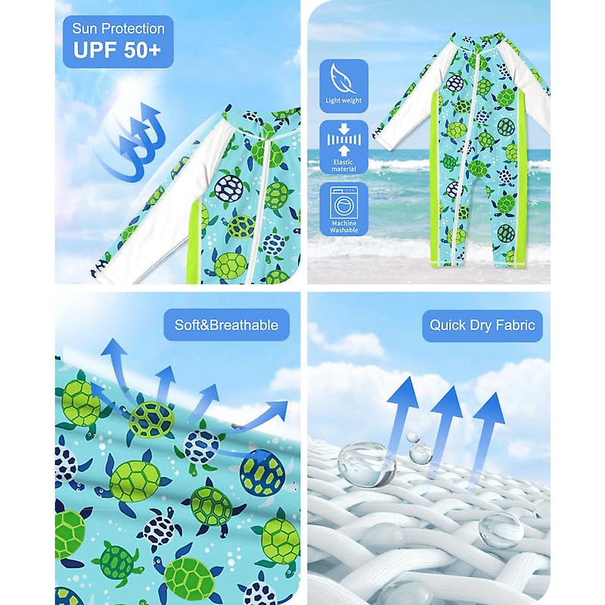 BesserBay Baby Girls Cute Tortoise Blue Swimwear One Piece Uv Protection Rashguard 6-12 Months