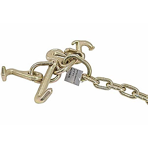Mytee Products 5/16" x 6' Long Shank J Hook Tow Chain with RTJ Cluster & Grab Hook, 4700 lbs WLL - Heavy Duty Grade 70 Transport Tow Chain J Hook
