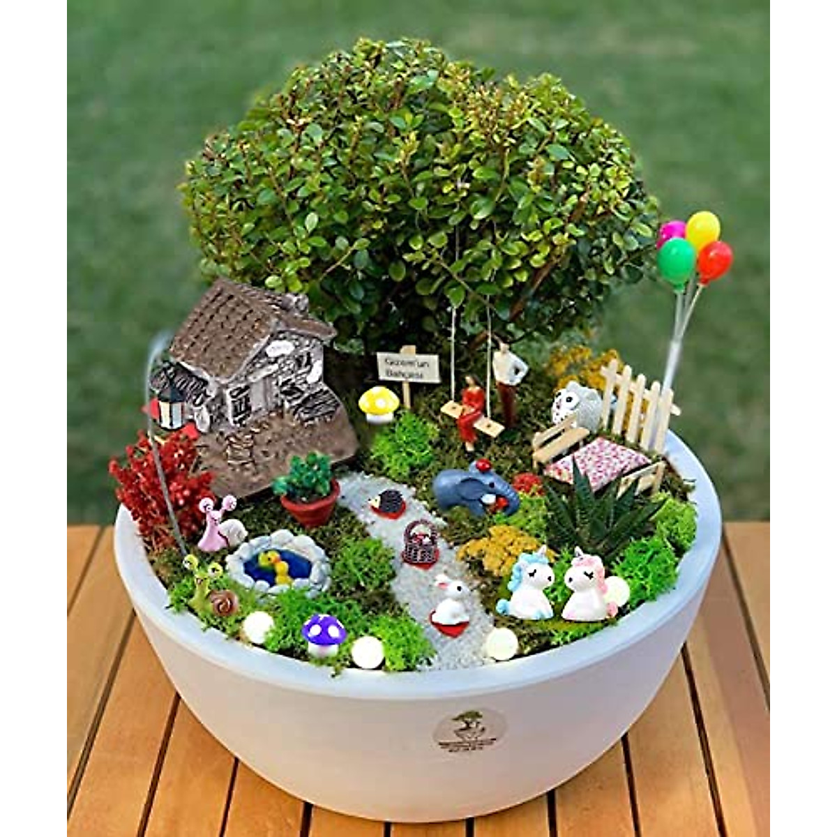 TCJJ 51 Pieces Miniature Fairy Garden Accessories, Fairy Garden Kit, Miniature Figurines Fairy Garden Supplies DIY Micro Landscape Ornaments for Garden Dollhouse Potted Plant Bonsai Terrarium Decor