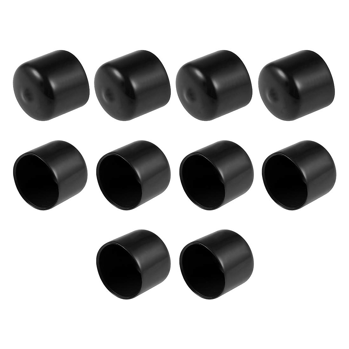 uxcell 10pcs Rubber End Caps 25mm(1-inch) ID Vinyl Round End Cap Cover Screw Thread Protectors Black