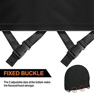 Firewood Log Rack Cover, Outdoor Waterproof Log Hoop Cover, Windproof Dry Wood Pile Holder Storage Tarp Cover Heavy Duty UV Resistant Sun Snow Rain Durable PVC Backing Protector fit 4 Seasons Black