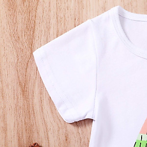 YOUNGER TREE Toddler Baby Girls Clothes Watermelon T-Shirt + Linen Shorts with Belt Cute Summer Short Set (Pink, 3-4 T)