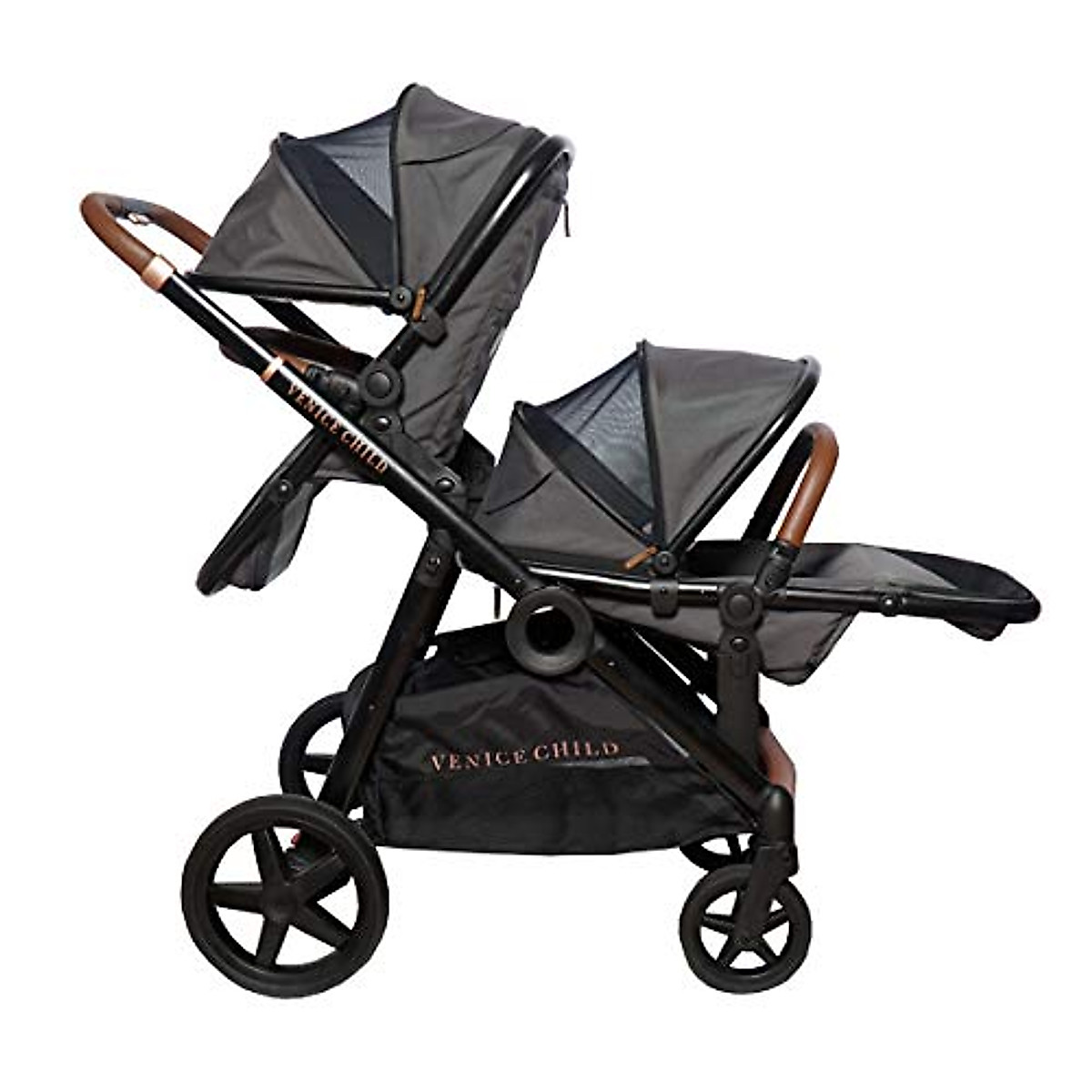 Venice Child Maverick Tandem Travel System Single to Double Stroller- Includes 2 Toddler Seats (Package 3, Twilight Gray)