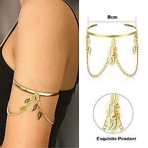 THUNARAZ Gold Arm Cuff Bracelet for Women Arm Bracelet Upper Arm Band Bangle Bracelet Minimalist Simple Adjustable Greek Armlet Wedding Party Jewelry