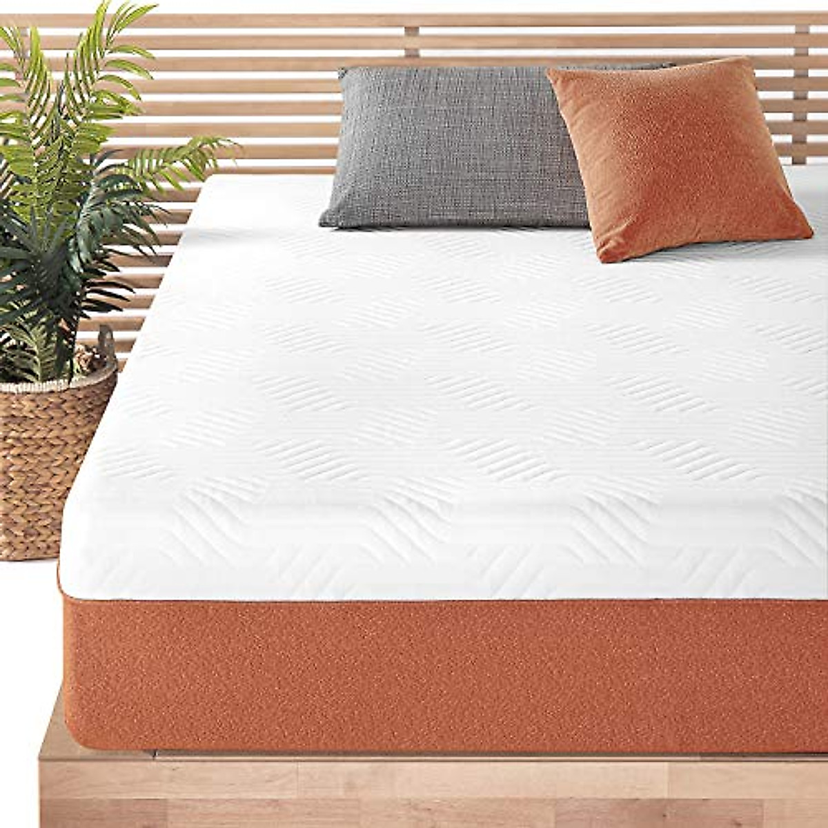 Mellow 12 Inch Lagom Hybrid Mattress Queen - Bamboo Charcoal Memory Foam and Pocket Springs, CertiPUR-US Certified Non Toxic Foams, Oeko-TEX Certified Eco Cover, Copper Infused Comfort Foam