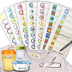 64pcs Baby Bottle Labels for Daycare Waterproof Name Stickers for Kids Toddlers Nursery Daycare Essentials Self-Laminating Write-on Name Labels Personalized