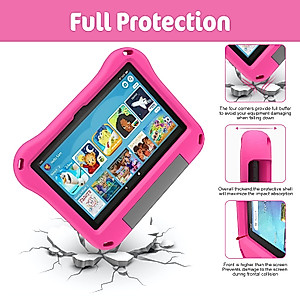 Fire HD 8 Tablet Case for Kids,Kindle Fire HD 8 Case,Amazon Fire Tablet 8 Case,DiHines Shockproof Handle Stand Kids Case Cover for Amazon Kindle Fire HD 8/8 Plus(12/10th Generation,2022/2024 Release)