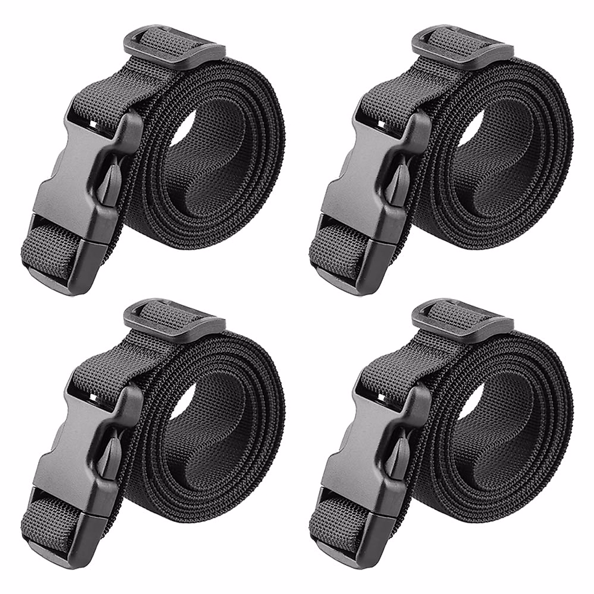 MAGARROW 10' 13' 16 feet Long 1" Strap Buckle Packing Straps Adjustable 1-Inch Belt (1" Wide - 16ft Long, Black (4-Pack))