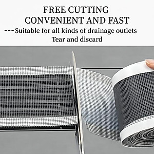 Disposable Shower Drain Sticker Self-Adhesive Floor Drain Stickers, Disposable Hair Catcher Shower Drain Mesh Stickers for Bathroom Kitchen Sink with Cleaning Shovel (4.7in x 32.8FT)