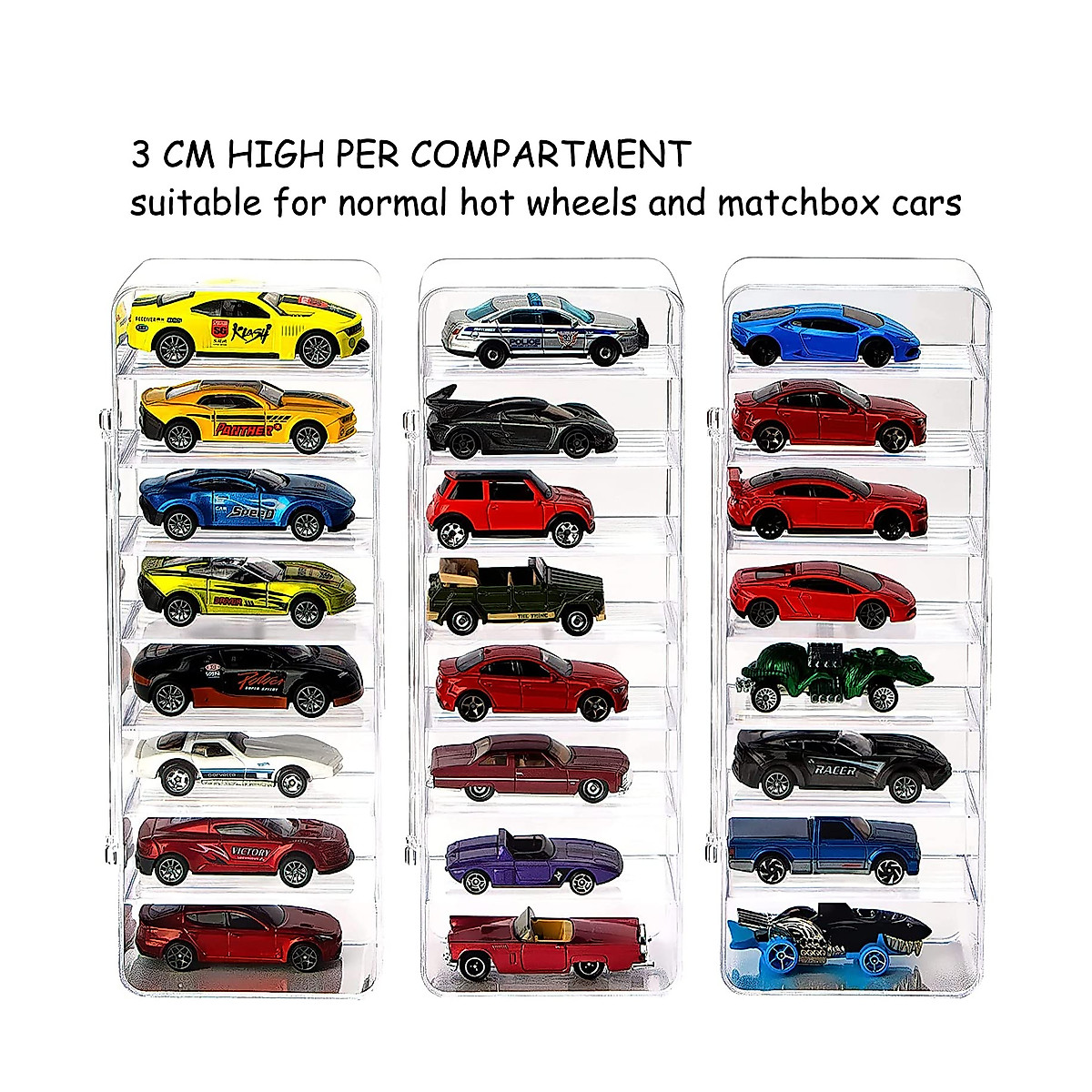 KISLANE 24 Toy Cars Display Case Compatible with Toy Cars, Transparent Acrylic Display Case Matchbox Cars