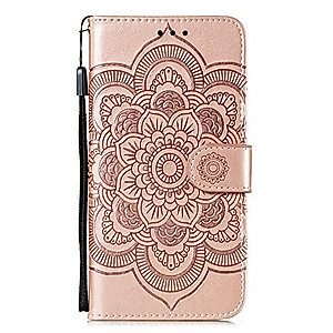EMAXELER Xiaomi Redmi Note 9 Case Stylish Premium PU Leather Wallet Cover Magnetic Shockproof Flip Case with Kickstand Credit Cards Slot for Xiaomi Redmi Note 9 Sunflower Rose Gold LD