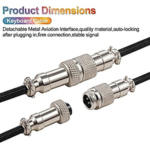 Twozoh USB C Keyboard Coiled Cable, Braided Detachable Aviator Double Sleeve Type C Mechanical Keyboard Cable (White)