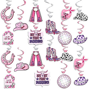 Western Cowgirl Party Hanging Decorations, Let's Go Girls Cowgirl Bachelorette Party Decorations for Western Disco Party Cowgirl Birthday Western Theme Last Rodeo Bachelorette Party Supplies