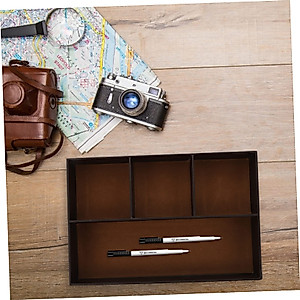 Holibanna 1pc Partition Storage Box Cosmetic Containers Jewelry Organizer Tray Household Storage Case Vanity Tray Dresser Organizer Valet Storage Rack Multi Compartment Man Leather