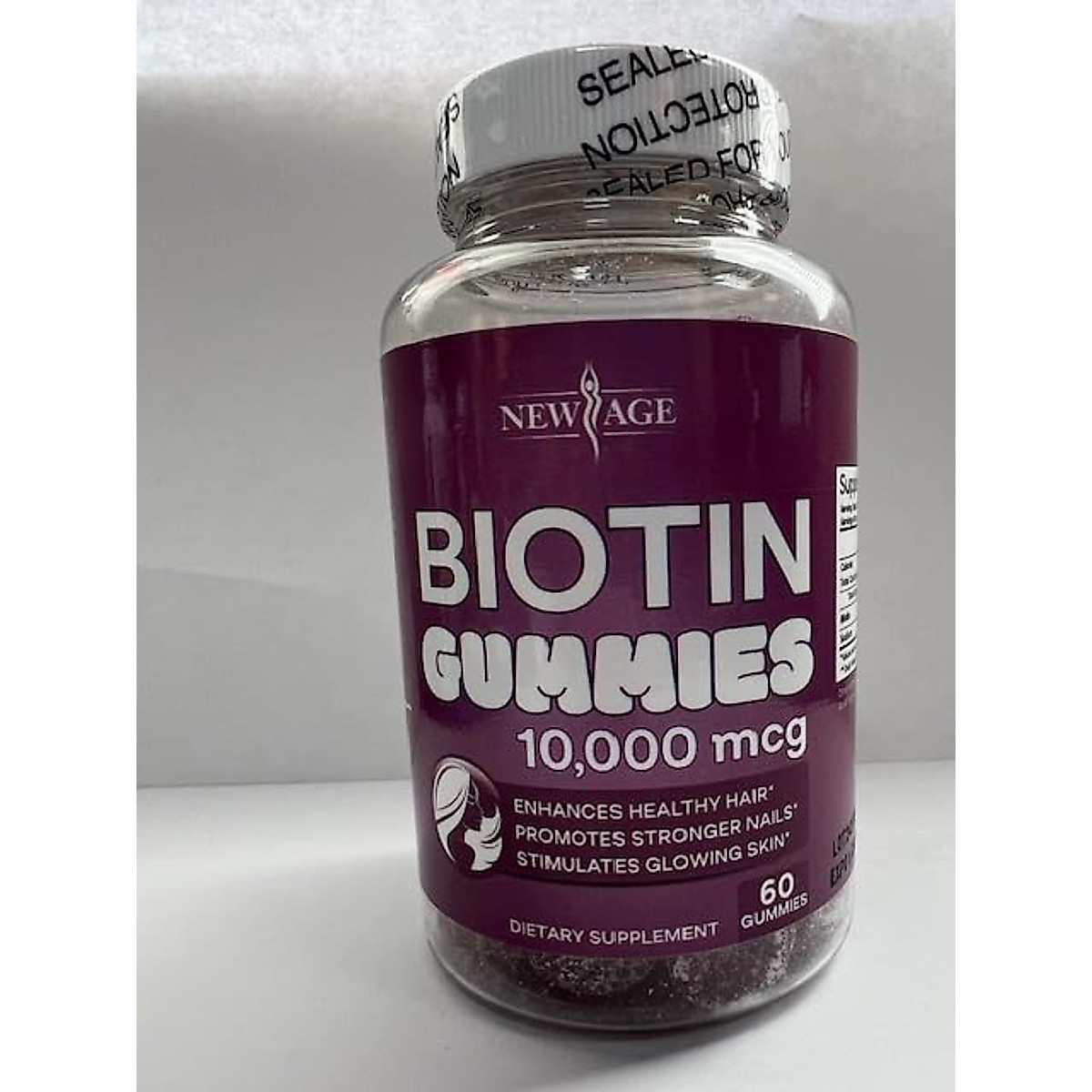 NEW AGE Biotin Gummies – Hair, Skin & Nails Gummies – 10,000 mcg - Non-GMO Supplement for Women, Men - Made in USA -120 Count