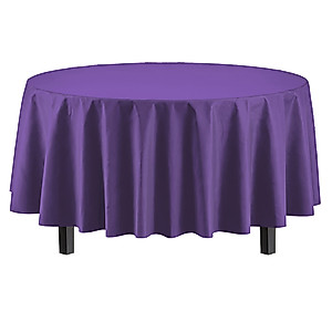 Exquisite 12-Pack Premium Plastic 84-Inch Round Tablecloth - Purple