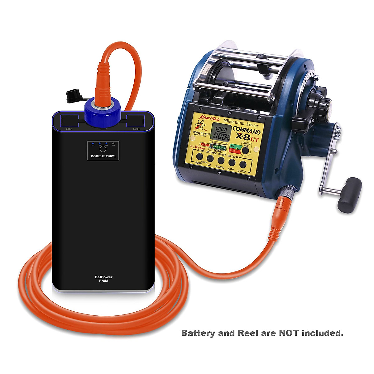 BatPower Prom 11.5FT Electric Reel Battery Power Cord for Miya Epoch Command CZ CAT CAC CX US Power Assist Reel Prom Electric Reel Battery BP-FM08B BP-FM16B Power Cable Air Cord 350CM