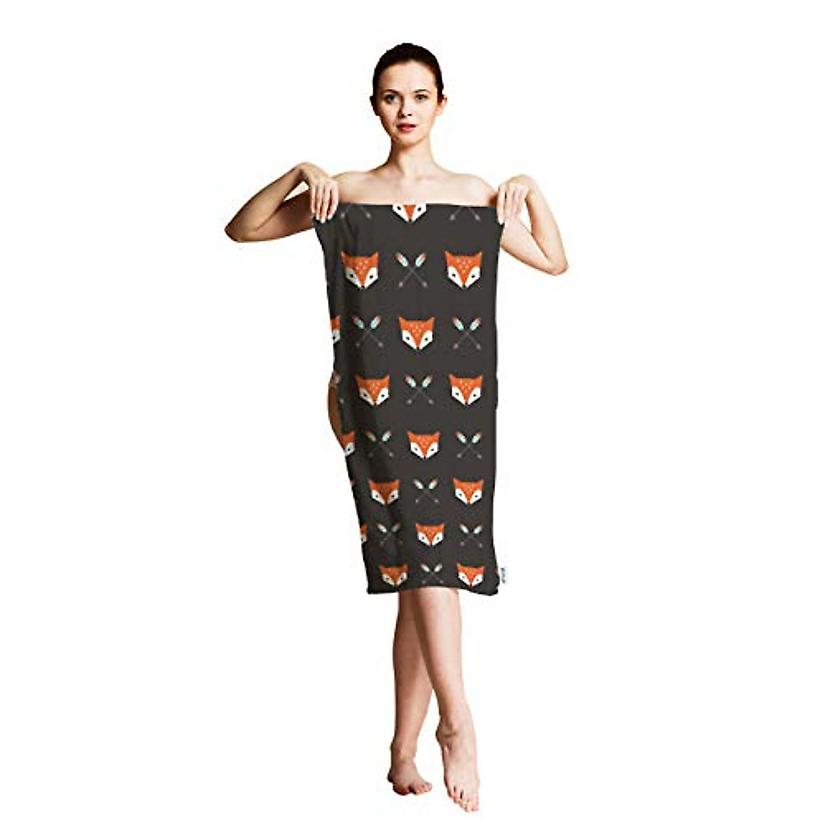 oFloral Foxes and Arrows Hand Towels Cotton Washcloths,Seamless Pattern Fox Head On Black Super-Absorbent Soft Towels for Bath/Kitchen/Yoga/Golf/Face Towel for Men/Women/Girl/Boys 15X30 Inch