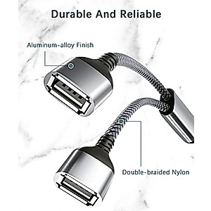 Basesailor USB Splitter 1 in 2 Out 1FT,USB A Male to Double Female Y Cable Extension Adapter,Dual USB Port Extender Hub,Data Charger Power Split for Car,Xbox One Series,PS4,PS5,Laptop,Keyboard,Mouse