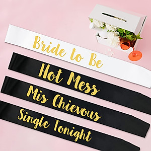EOUYT 16 Pack Amazing Bachelorette Party Sashes 1 White Bride to be Sash and 15 Black Bridesmaid Sashes for Bachelorette Party,Bridal Party,Engagement Party