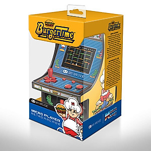 My Arcade Burgertime Micro Player Mini Arcade Machine: Fully Playable, 6.75 Inch Collectible, Color Display, Speaker, Volume Buttons, Headphone Jack, Battery/Micro USB Powered-Electronic Games, Yellow