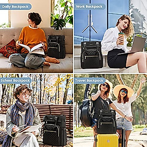 LOVEVOOK Laptop Backpack Purse for Women, Wide Top Open Teacher Nurse Tote Bag, 15.6 Inch Work Laptop Bag with USB Port,Business Travel Computer Backpack College school bookbag…