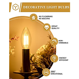 DORESshop Led Light Bulb, 40W Equivalent E12 Light Bulbs Led Light Bulb, Edison Bulbs, Chandelier Light Bulbs, Non-dimmable C35 Edison Filament Candle Bulbs, Soft White Light Bulbs 2700K,Decorative